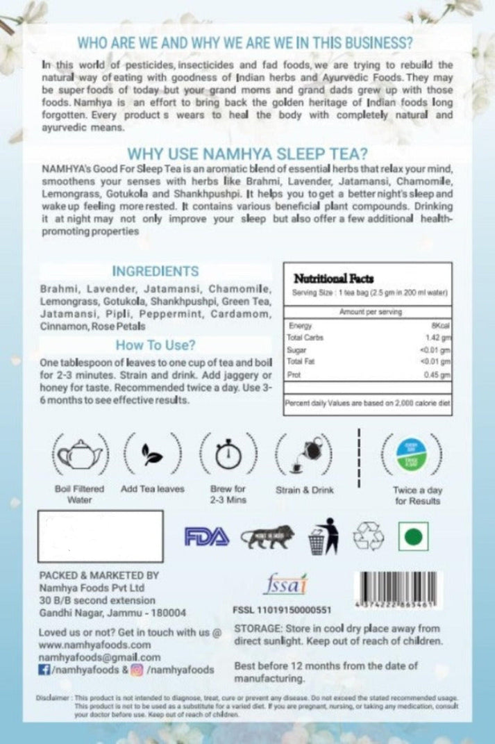 Namhya Good for Sleep Tea - Anxiety-Mood-Sleep – NAMHYA